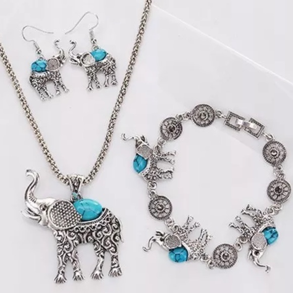 Jewelry | Turquoise Elephant Set | Poshmark